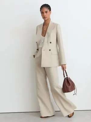 REISS Linen Wide-leg Suit Trousers