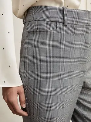 REISS Check Flared Suit Trousers
