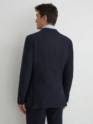 REISS Belmont Tailored Fit Single-breasted Suit Jacket With Wool - Navy