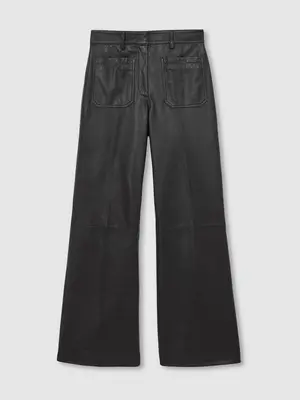 REISS Leather Flared Trousers