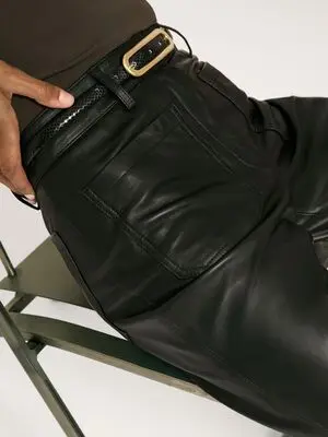 REISS Leather Flared Trousers
