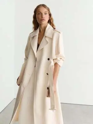 REISS Double-breasted Linen Trench Coat