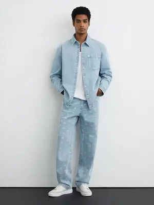 REISS X Mclaren F1 Team Racing Logo-pocket Denim Shirt - Soft Blue