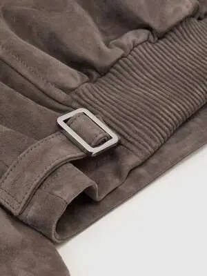 REISS Petite Suede Zip-through Moto Jacket