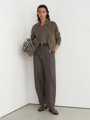 REISS Petite Suede Zip-through Moto Jacket