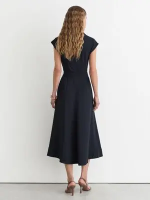 REISS Colla Belted Midi Dress - Navy