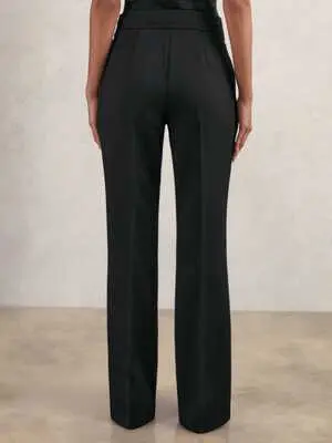REISS Twill Button-tab Flared Trousers