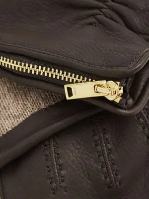 REISS Leather Zip-side Gloves