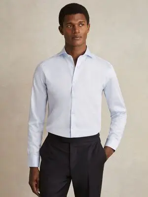 REISS Slim Regular Fit Cotton-twill Two-fold Shirt Slim-fit - Soft Blue