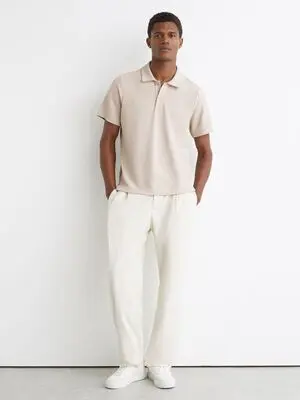 REISS Textured Half-button Polo Shirt