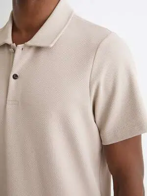 REISS Textured Half-button Polo Shirt