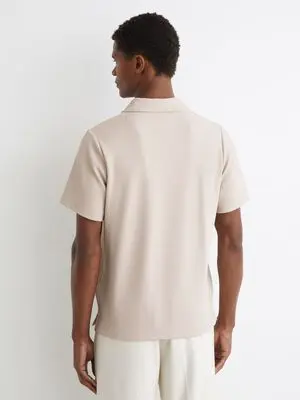REISS Textured Half-button Polo Shirt