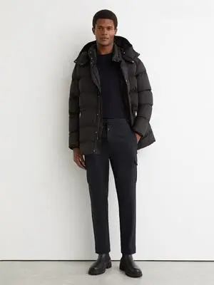 REISS Technical Drawstring Tapered Trousers - Navy
