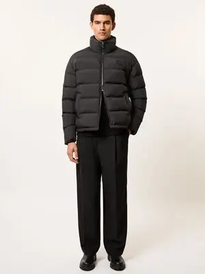 REISS Monogram Quilted Relaxed Puffer Jacket - Black