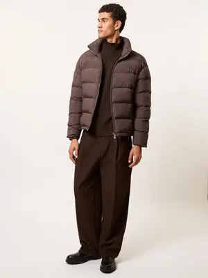 REISS Monogram Quilted Relaxed Puffer Jacket - Brown