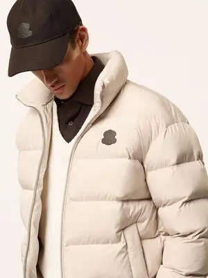 REISS Monogram Quilted Relaxed Puffer Jacket - Stone