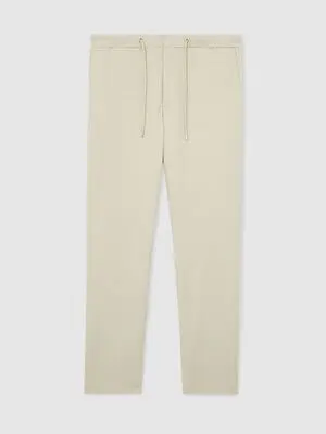 REISS Tailored Fit Textured Jersey Drawstring Suit Trousers - Stone