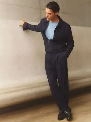 REISS Sidney Stripe Tapered Pleated Trousers