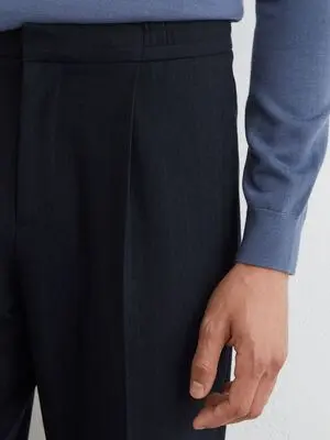 REISS Sidney Stripe Tapered Pleated Trousers