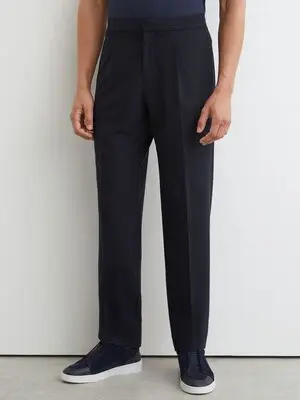 REISS Sidney Stripe Tapered Pleated Trousers