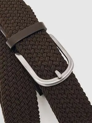 REISS Basket Weave Belt - Dark Brown
