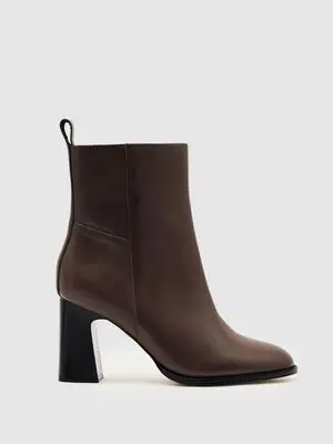 REISS Leather Block-heel Ankle Boots