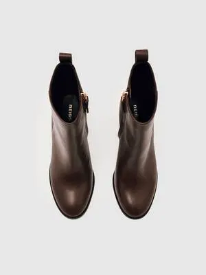 REISS Leather Block-heel Ankle Boots