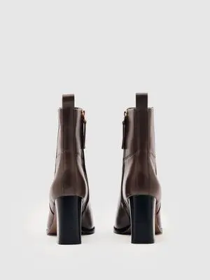 REISS Leather Block-heel Ankle Boots