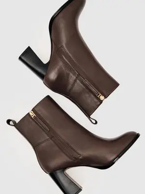 REISS Leather Block-heel Ankle Boots