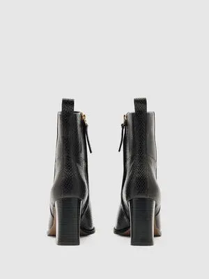 REISS Hana -effect Leather Ankle Boots