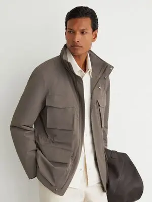 REISS Four-pocket Hooded Jacket With Removable Gilet - Brown