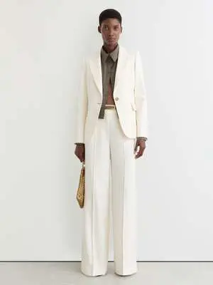 REISS Wide-leg Seam-detail Trousers - Cream