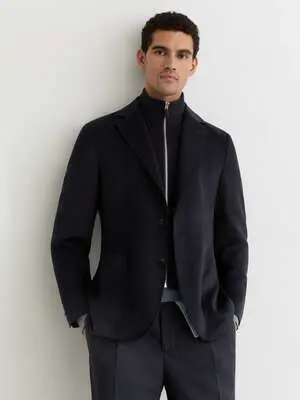 REISS Single-breasted Blazer With Gilet Insert Tailored-fit - Navy