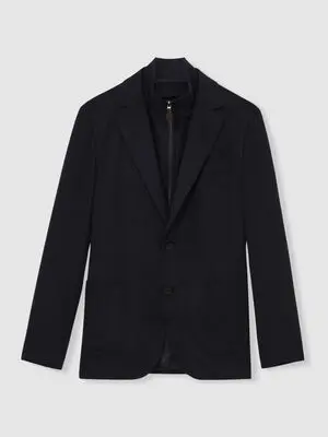 REISS Single-breasted Blazer With Gilet Insert Tailored-fit - Navy
