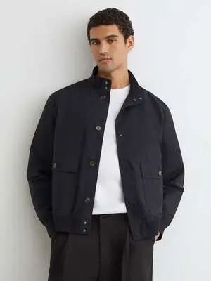 REISS Technical Button-through Bomber Jacket - Navy