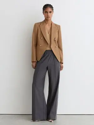REISS Wool-blend Double-breasted Blazer - Camel