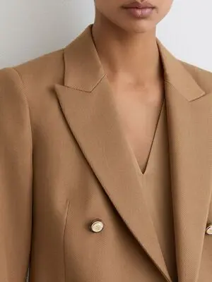 REISS Wool-blend Double-breasted Blazer - Camel
