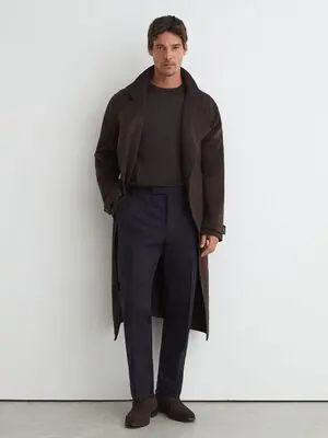 REISS Wool Side-adjuster Classic-fit Suit Trousers - Navy