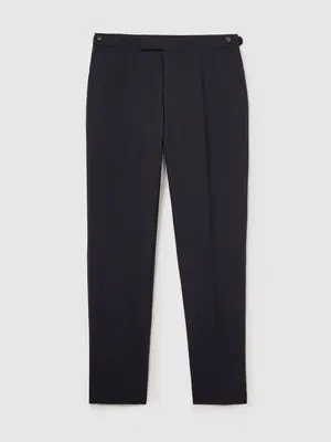 REISS Wool Side-adjuster Classic-fit Suit Trousers - Navy