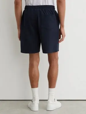 REISS Monogram Embroidered Cotton Shorts - Navy