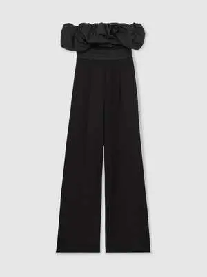 REISS Sculptural Strapless Wide-leg Jumpsuit - Black