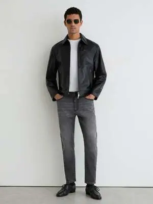 REISS Relaxed-fit Cropped Jeans - Washed Black