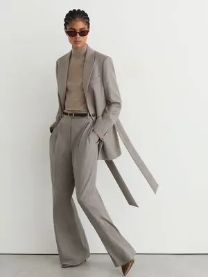 REISS Wool-blend Single-breasted Belted Blazer