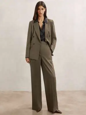 REISS Wool-blend Double-breasted Blazer - Green