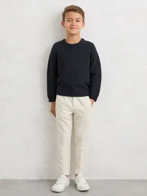 REISS 3-9 Yrs Wool-blend Rib-detail Jumper - Navy