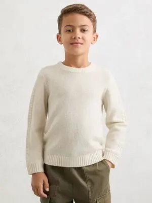REISS 3-9 Yrs Wool-blend Rib-detail Jumper - Snow