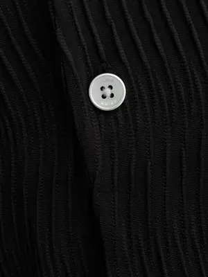REISS Textured-wave Cuban-collar Shirt - Black