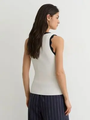 REISS Scallop-trim Rib-knit Vest
