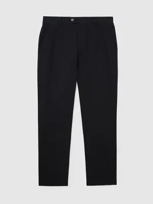 REISS Cotton Piqué Chino Trousers - Navy