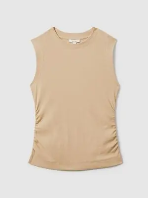 REISS Fine-rib Ruched Vest Top